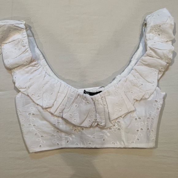 Zara | Tops | Zara Crop Top With Cutwork Embroidery | Poshmark